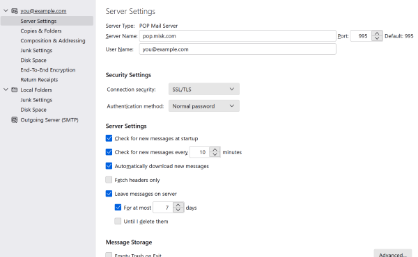 Leave a Copy of Messages on the Server - Misk.com